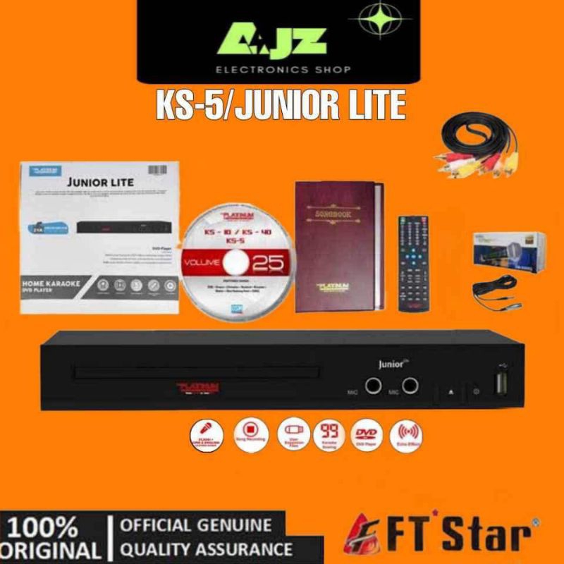 The Platinum Junior Lite KS-5 DVD Karaoke (Black) w/16,000+songs & free Platinum wired ...