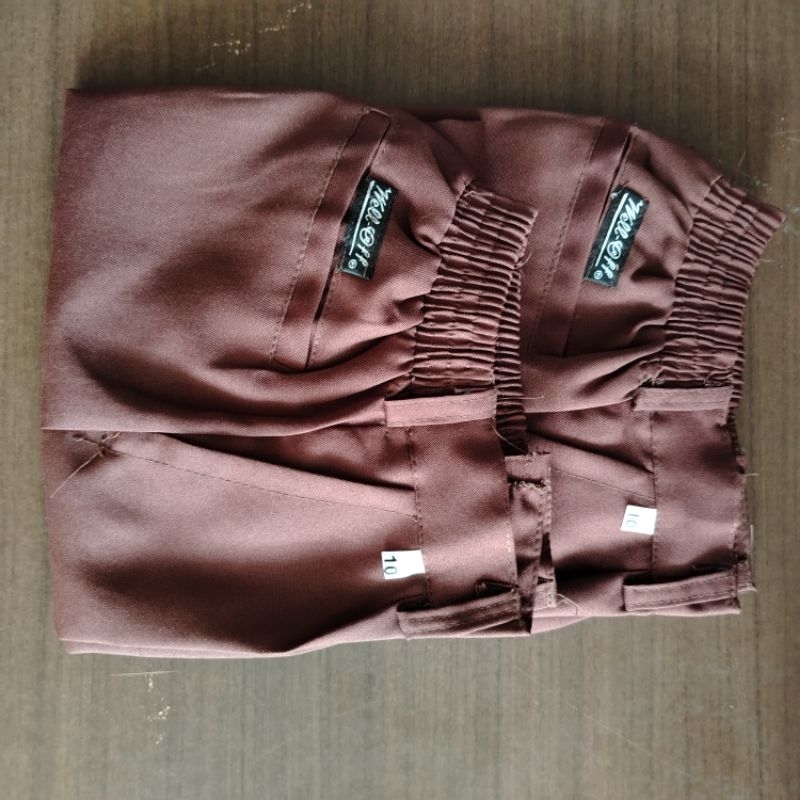 CHOCOLATE BROWN WELL OFF SLACK PANTS KATRINA FABRIC KIDS TO ADULT ...
