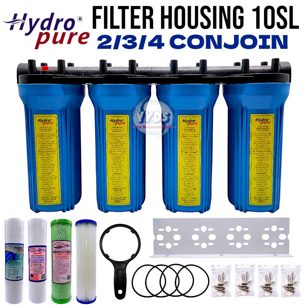 2/3/4 CONJOIN 10 INCH DEEP WELL WATER FILTER HOUSING COMPLETE SET WITH ...