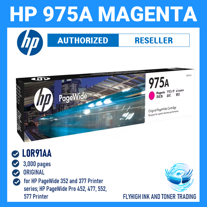 HP 975A MAGENTA Original PageWide Cartridge for HP PageWide 352 and 377 ...