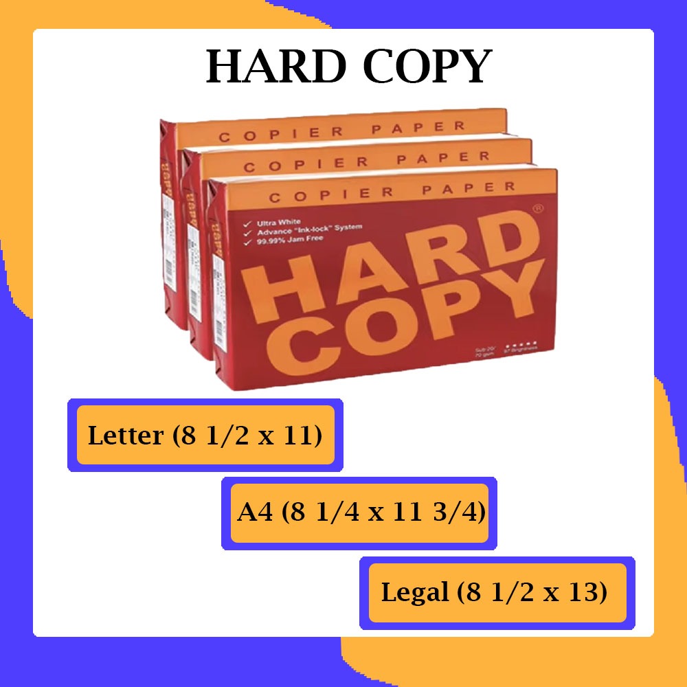 Hard Copy Paper 1 Long/A4/Short per ream (500 sheets) Substance 20 ...