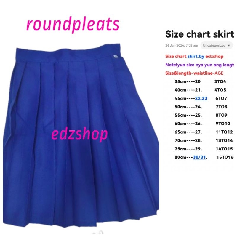 ROUND PLEATS ROYAL BLUE SKIRT SET SCHOOL UNIFORM | Shopee Philippines