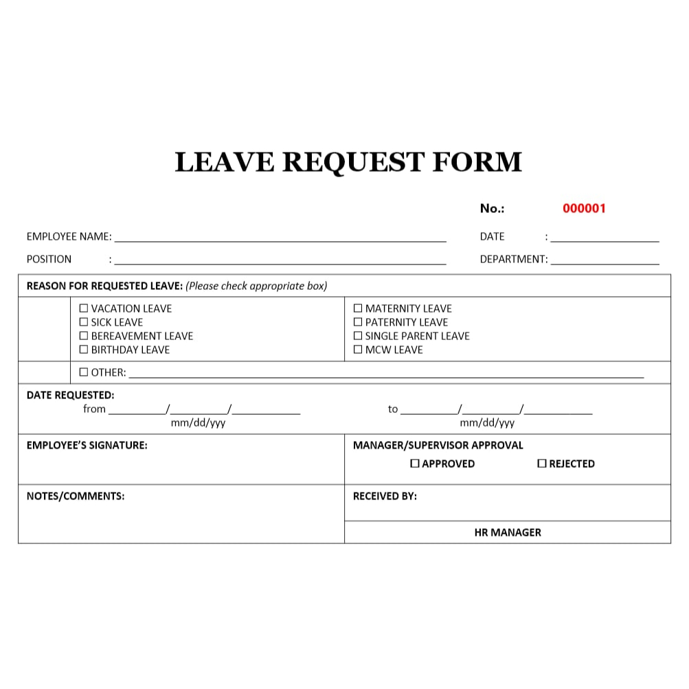 GENERIC LEAVE REQUEST FORM CARBONIZED (duplicate) | Shopee Philippines