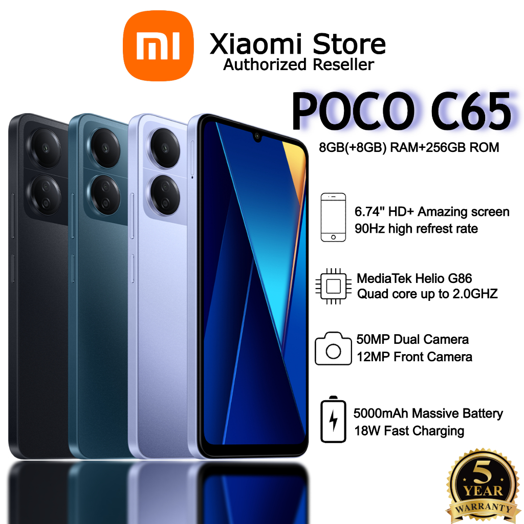 POCO C65 8+256GB 50MP AI Triple Camera Smooth 6.74" 90Hz Display Massive 5000mAh Battery ...