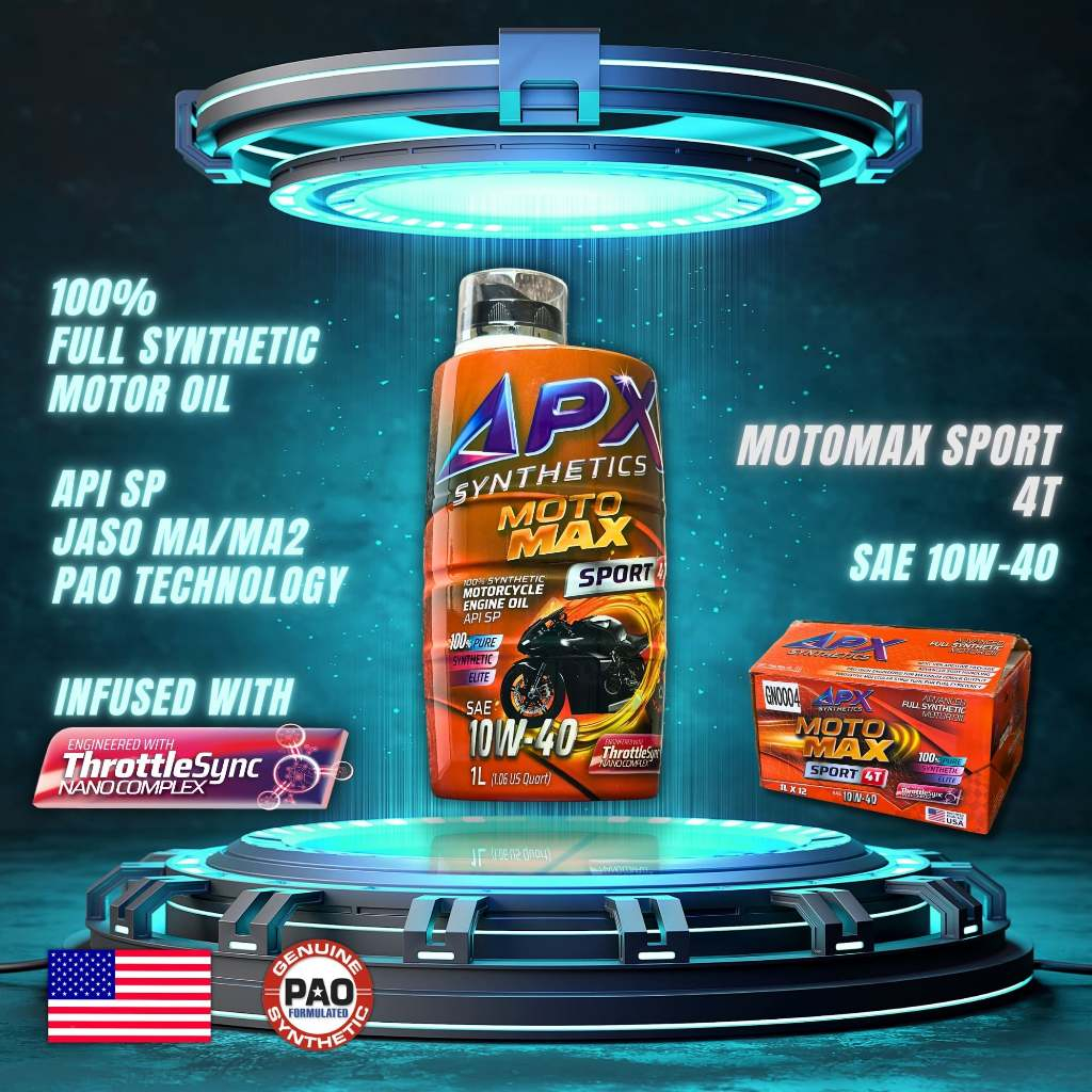 APX Synthetics MotoMAX Sport 4T 10W-40 Full Synthetic Motorcycle Engine ...