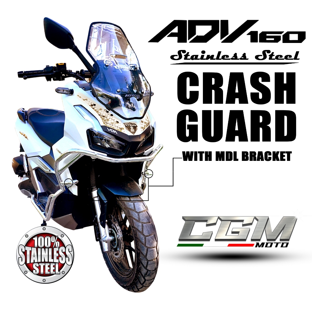 ⭐️ ADV 160 Full Crash Guard with Mni Driving Light for Motorcycle• Full ...