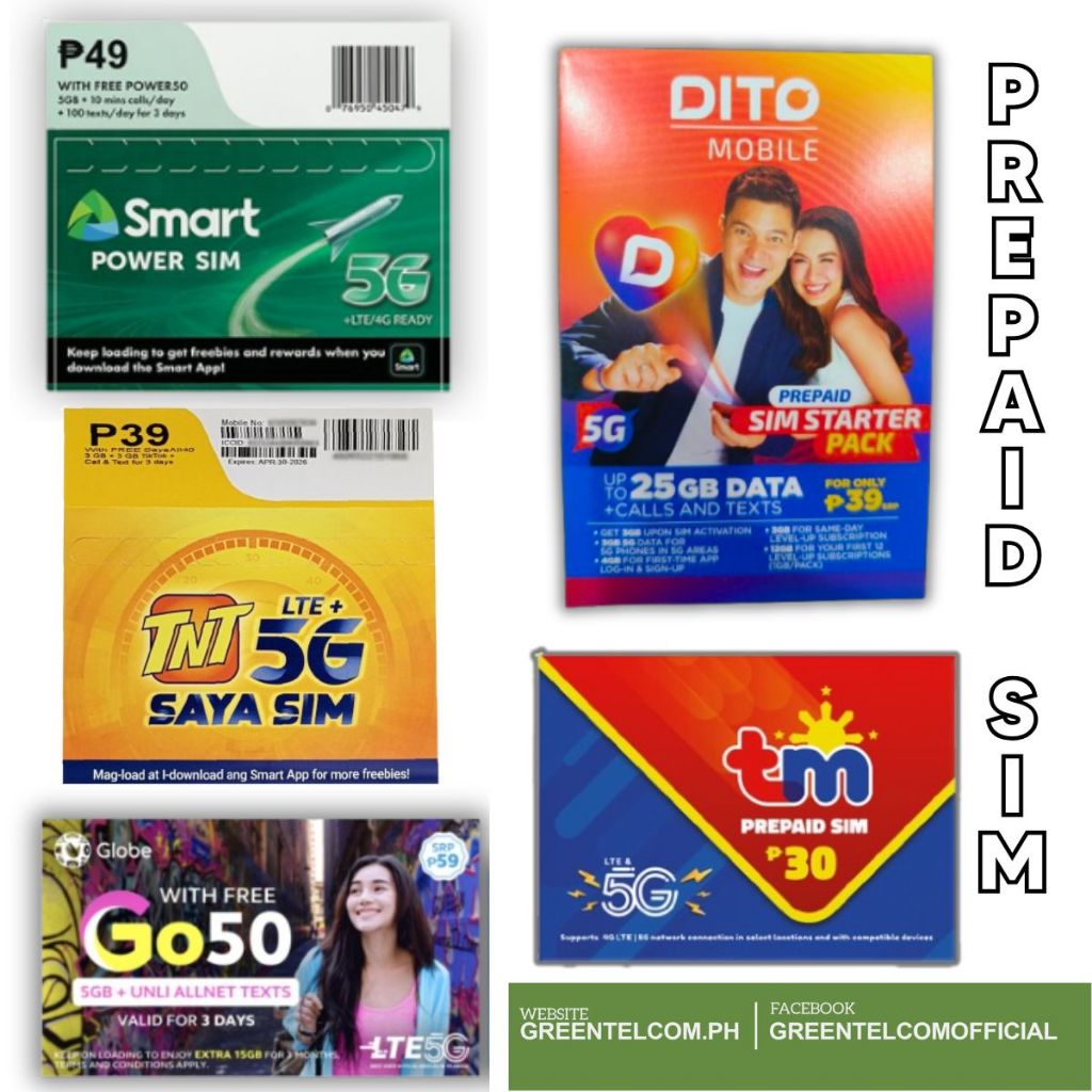 DITO SIM, TM SIM GLOBE SIM TNT SIM and SMART SIM CARD | Shopee Philippines
