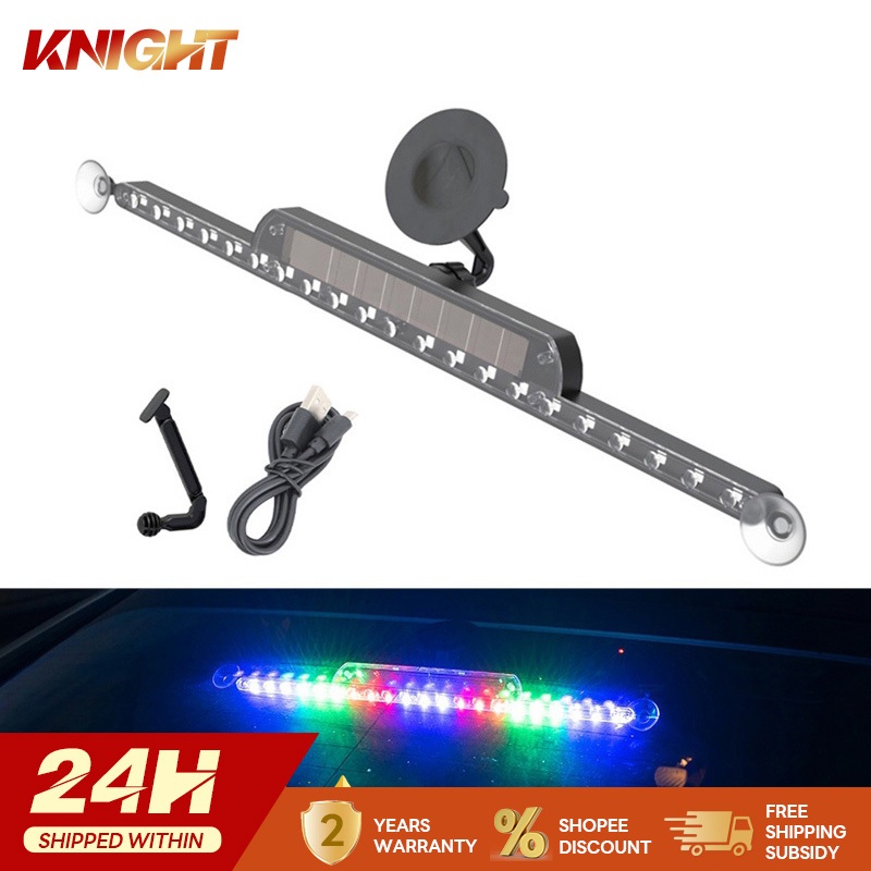 Solar LED Warning Light Car Tail Lights Strobe Light USB Multi-Mode ...