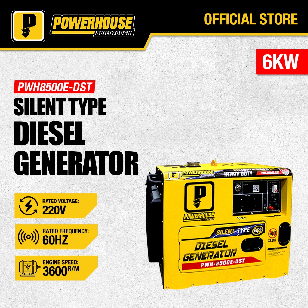 POWERHOUSE 6KVA Diesel Silent Type Generator with Battery For Electric ...