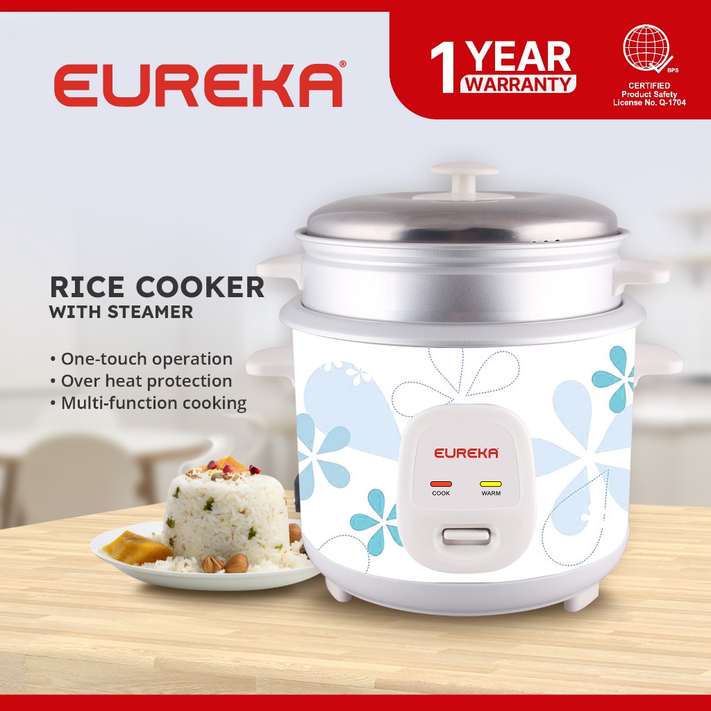 Eureka Rice Cooker With Steamer ERC 1.0, 1.5, 1.8, 2.5 LM | Shopee ...