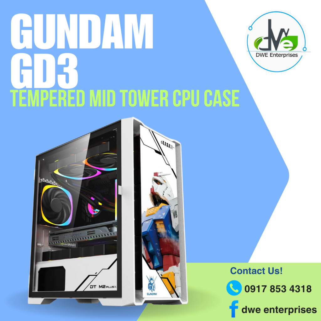 GUNDAM GD3 WHITE TEMPERED CASE | CPU CASE | Shopee Philippines