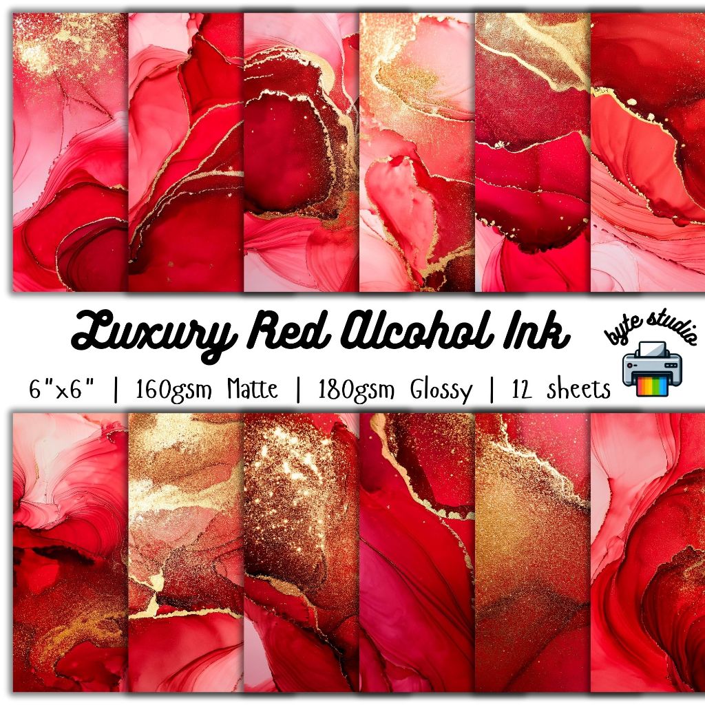 12 Sheets Luxury Red Alcohol Ink by byte studio | Cardstock Craft Paper ...