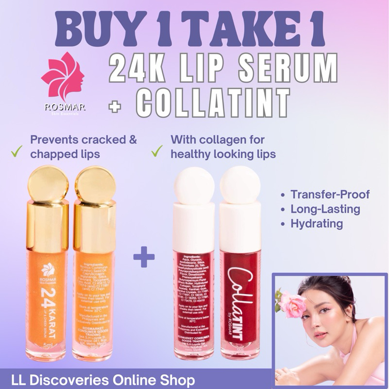 BUY1 GET1 ROSMAR 24k LIP SERUM & COLLATINT | Shopee Philippines