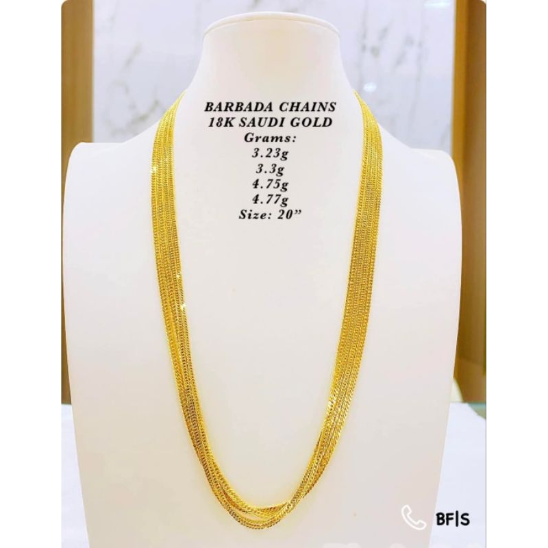 PAWNABLE 18K SAUDI GOLD BARBADA CHAIN | Shopee Philippines