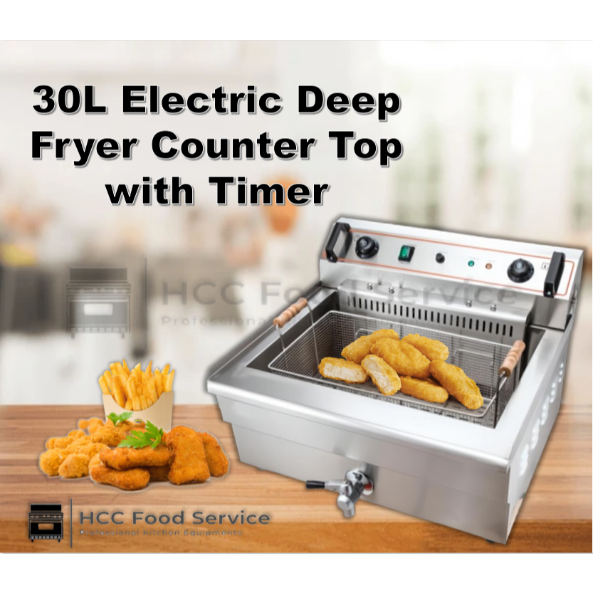 30L Electric Deep Fryer Counter Top, Stainless Steel, Thermostat ...