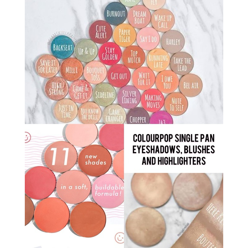AUTHENTIC Colourpop Single-pan Blushes, Eyeshadows, and Highlighters ...