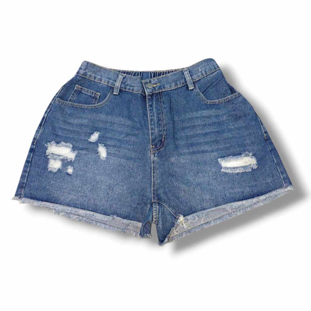 Plus Size Ripped Raw Cut Denim Shorts For Women | Shopee Philippines