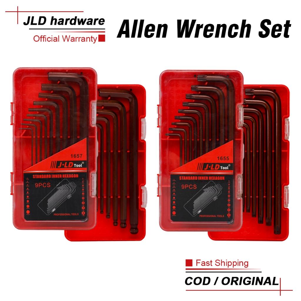 JLD 9Pcs Allen Wrench Set With Storage Case Long And Short Ball End Hex ...