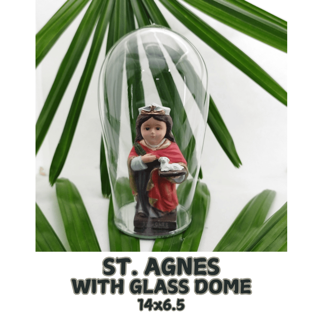 Chibi St. Agnes Religious Mini Statues with Glass Dome | Shopee Philippines