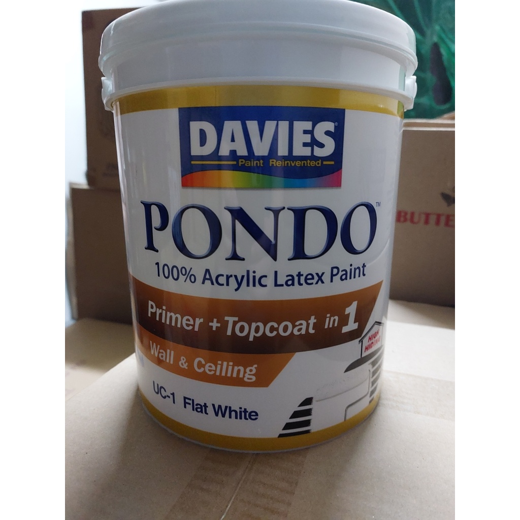 Davies Pondo Flat Latex High Hiding Undercoat 4Ltrs / Gallon UC-1 White ...