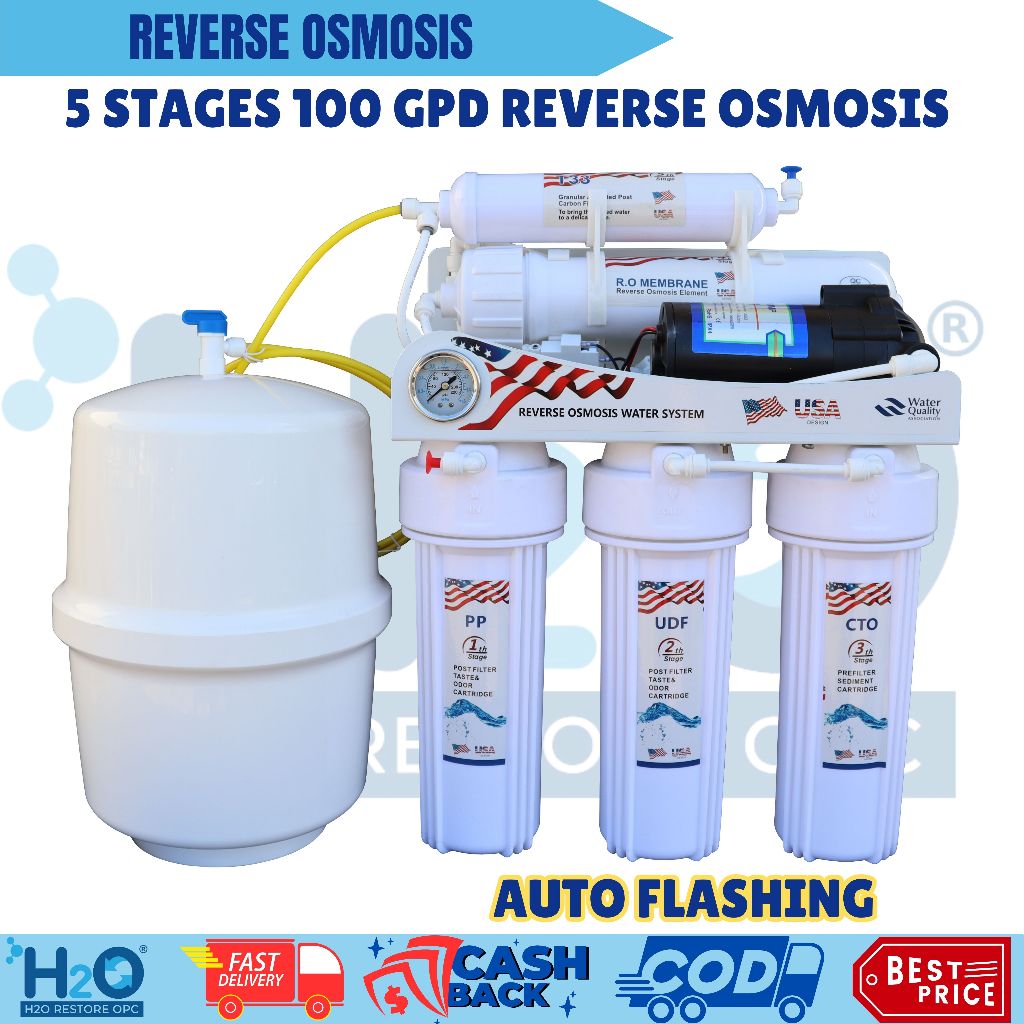 5 Stages 100 GPD Reverse Osmosis Filter Set For Drinking Water System Manual / Auto Flushing ...
