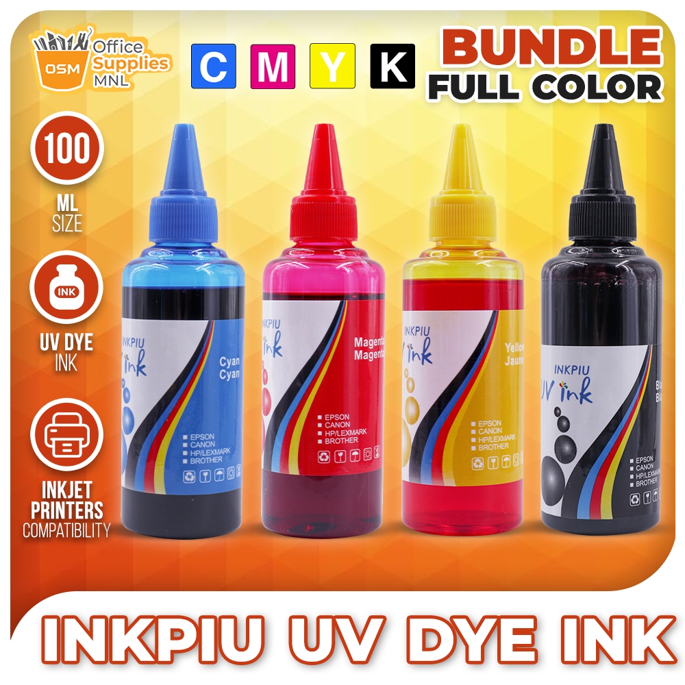 Inkpiu UV Dye Ink 100ml Full Color CMYK - Universal Refill for Canon HP ...