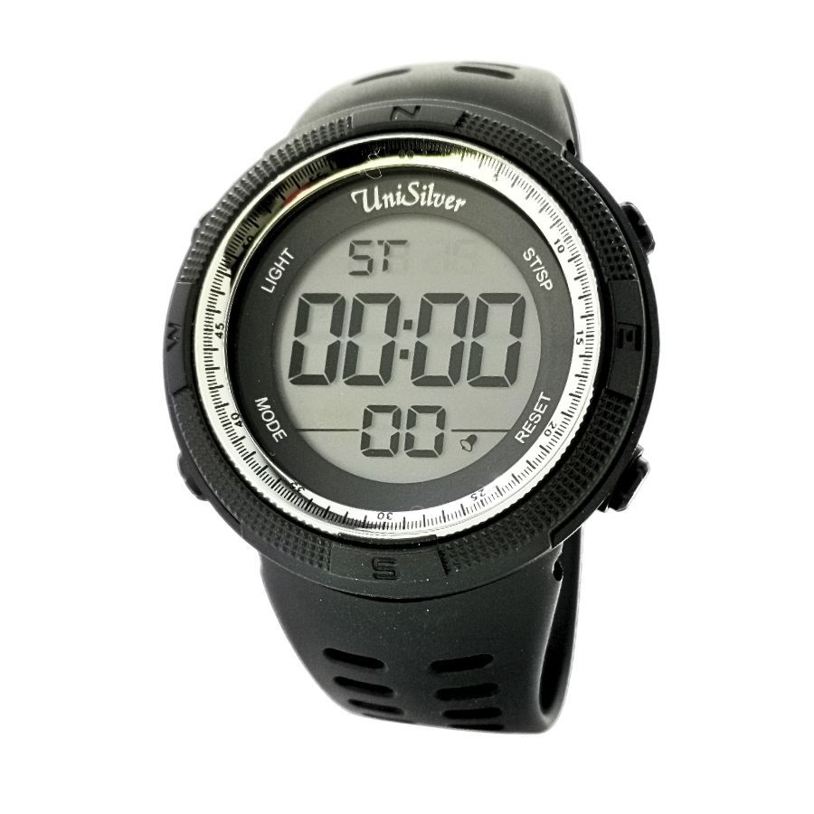 UniSilver TIME JORDELL Men's Jumbo Digital Black Rubber KW4068-1001 ...