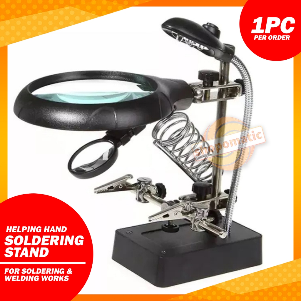 Helping Hand Soldering Iron Stand 3 Lens Magnifier | Shopee Philippines