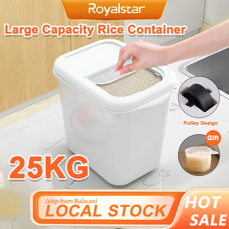 ROYALSTAR 25KG Rice Dispenser Storage Container With Wheels And Rice ...