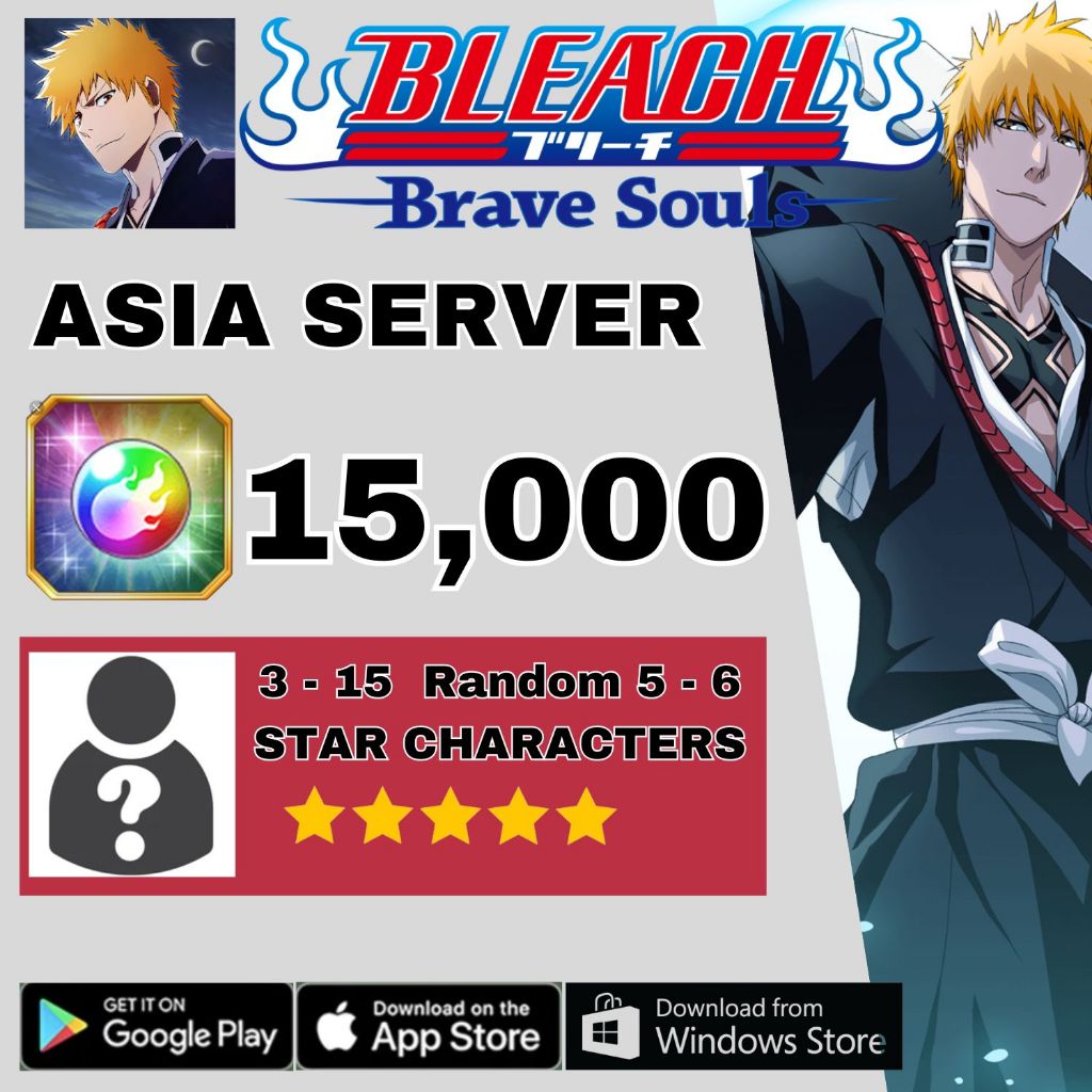Bleach ID: Brave Souls [Asia] 15,000+ Spirit Orbs + Random 5-6 Star Characters 3-15 | ACTION ...