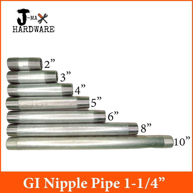 GI Nipple Pipe Fittings Nipple 1-1/4"x2"-1-1/4"x12" Schedule 30 Metallic Tube 1PCS | Shopee ...