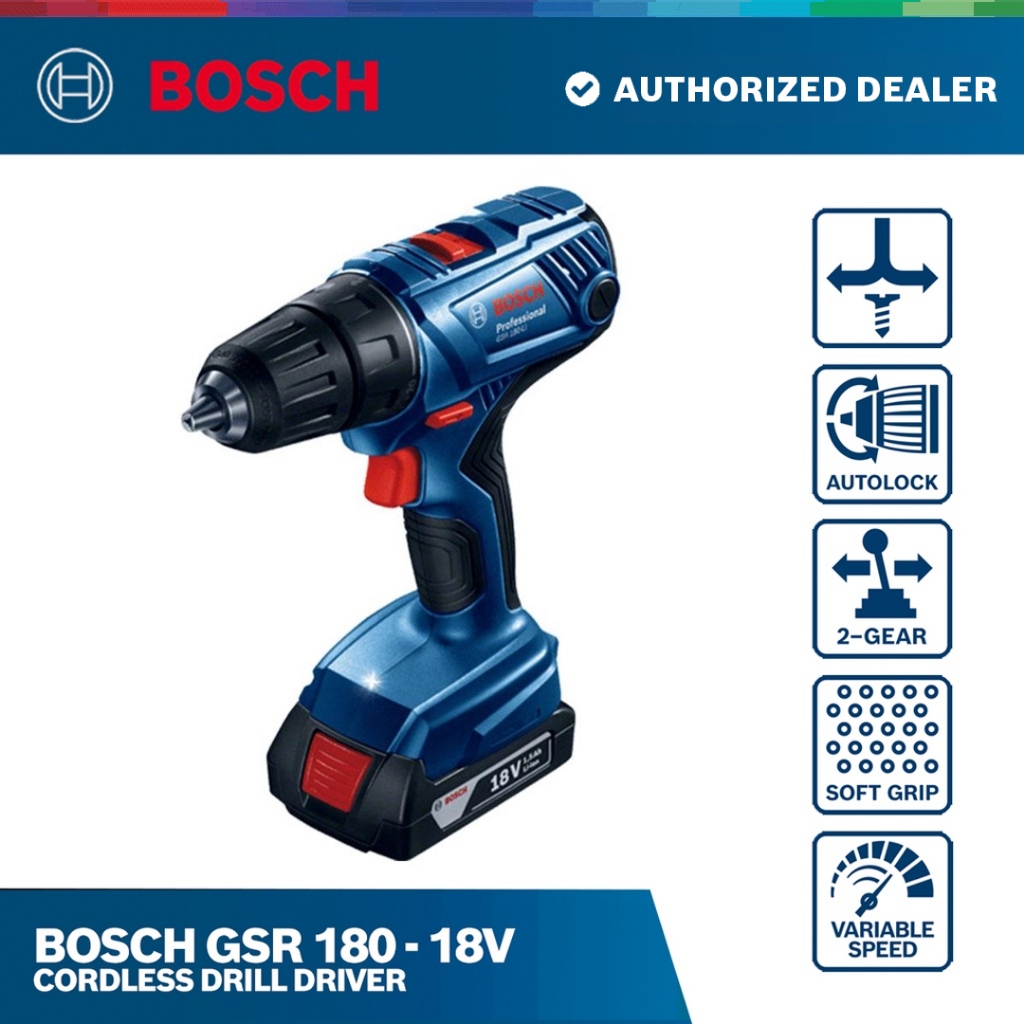 Bosch GSR 180 - 18V Professional Cordless Drill Driver - Power Tool ...