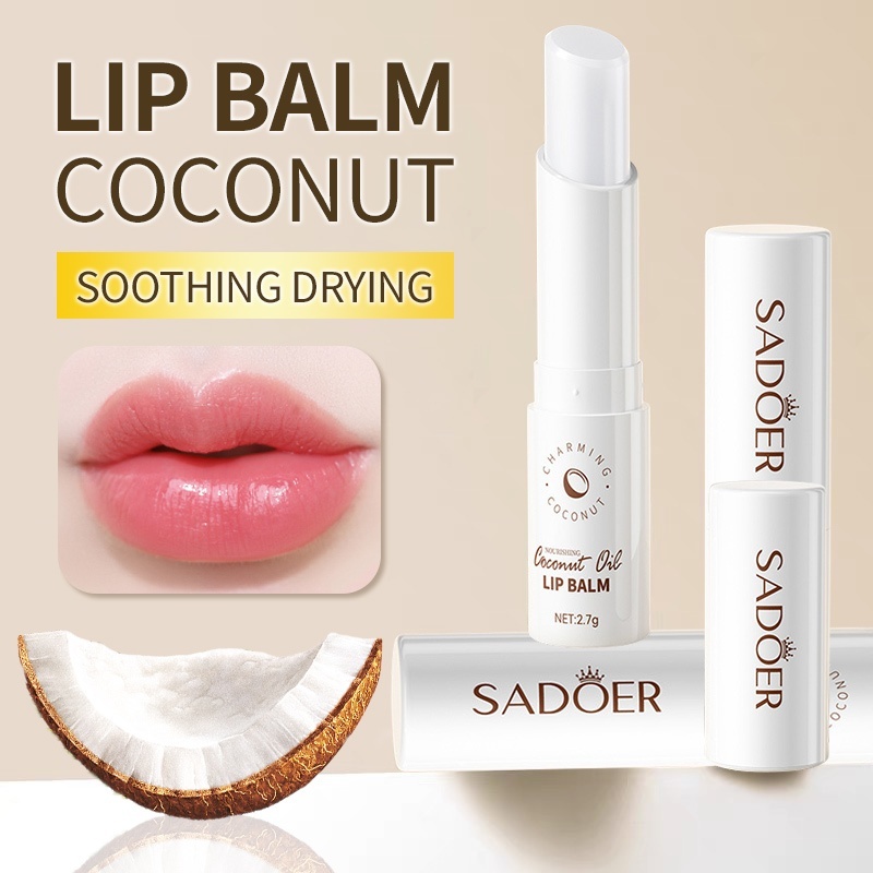 SADOER Coconut Dilnurishing Lip Balm Helps To Cook Dry Lips Gentle Moisturizing 2.7g | Shopee ...