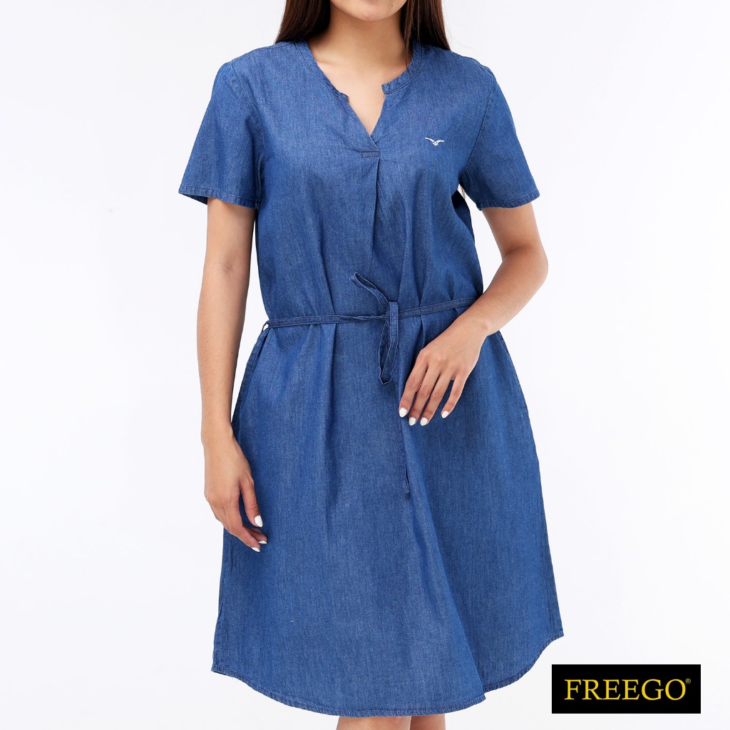 Freego Ladies Chambray Short Sleeve Dress APT08-0033 | Shopee Philippines