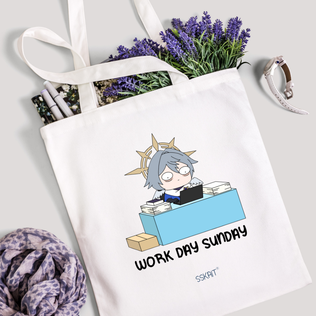 SSKAIT Work Day Sunday - Funny Mood Relatable Tote Bag Anime Honkai ...