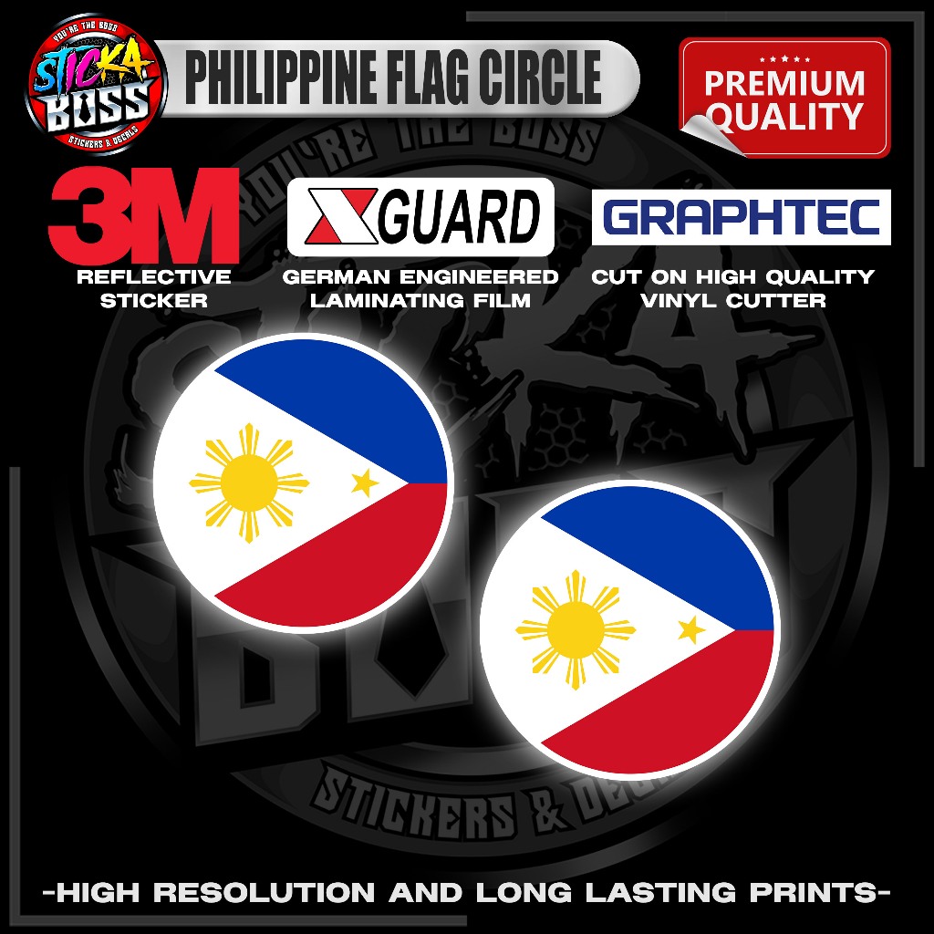 PHILIPPINE FLAG CIRCLE | 3M REFLECTIVE STICKER | PREMIUM LAMINATED ...