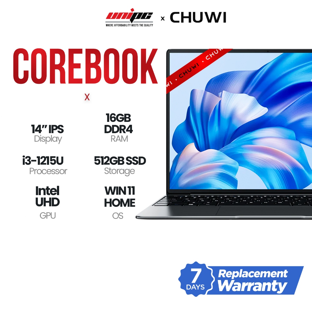 Chuwi Corebook X i3-1215U | 16GB RAM | 512GB NVMe SSD | Win 11 x UniPC ...
