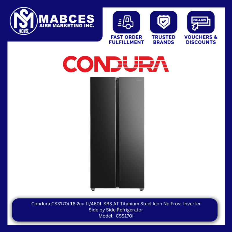 Condura CSS170i 16.2cuft/460L SBS AT Titanium Steel Icon No Frost ...