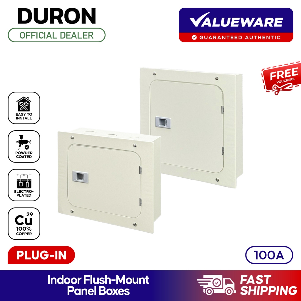 DURON Panel Box for Plug-In Circuit Breaker | 2-Pole Indoor Flush-Mount ...