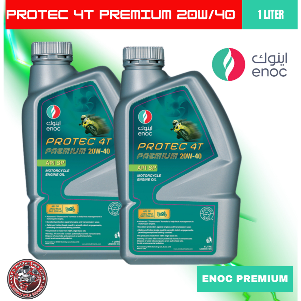 ENOC PROTEC 4T PREMIUM 4stroke motorcycle engine oil sae 20w-40 1liter ...