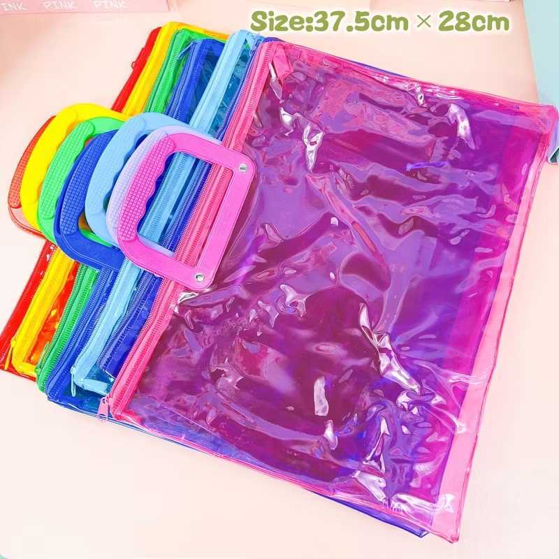 MH Plastic Color Zipper Envelope With Handle | Shopee Philippines