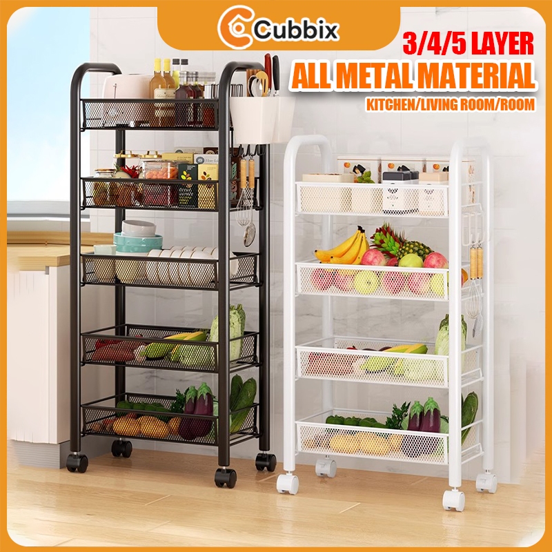 3 Tier Trolley Living Room Kitchen Trolley Storage Rack Shelf with ...