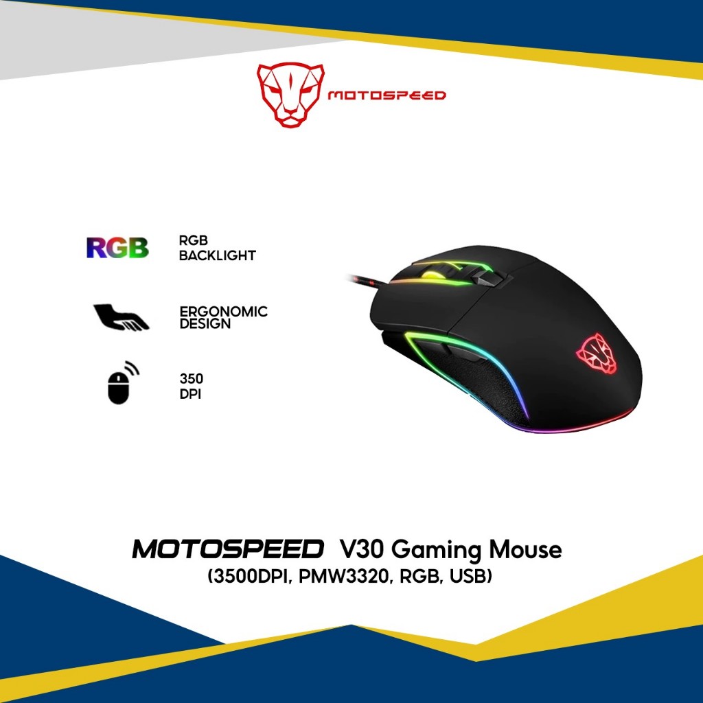 Motospeed V30 Gaming Mouse (3500DPI, PMW3320, RGB, USB) | Shopee ...
