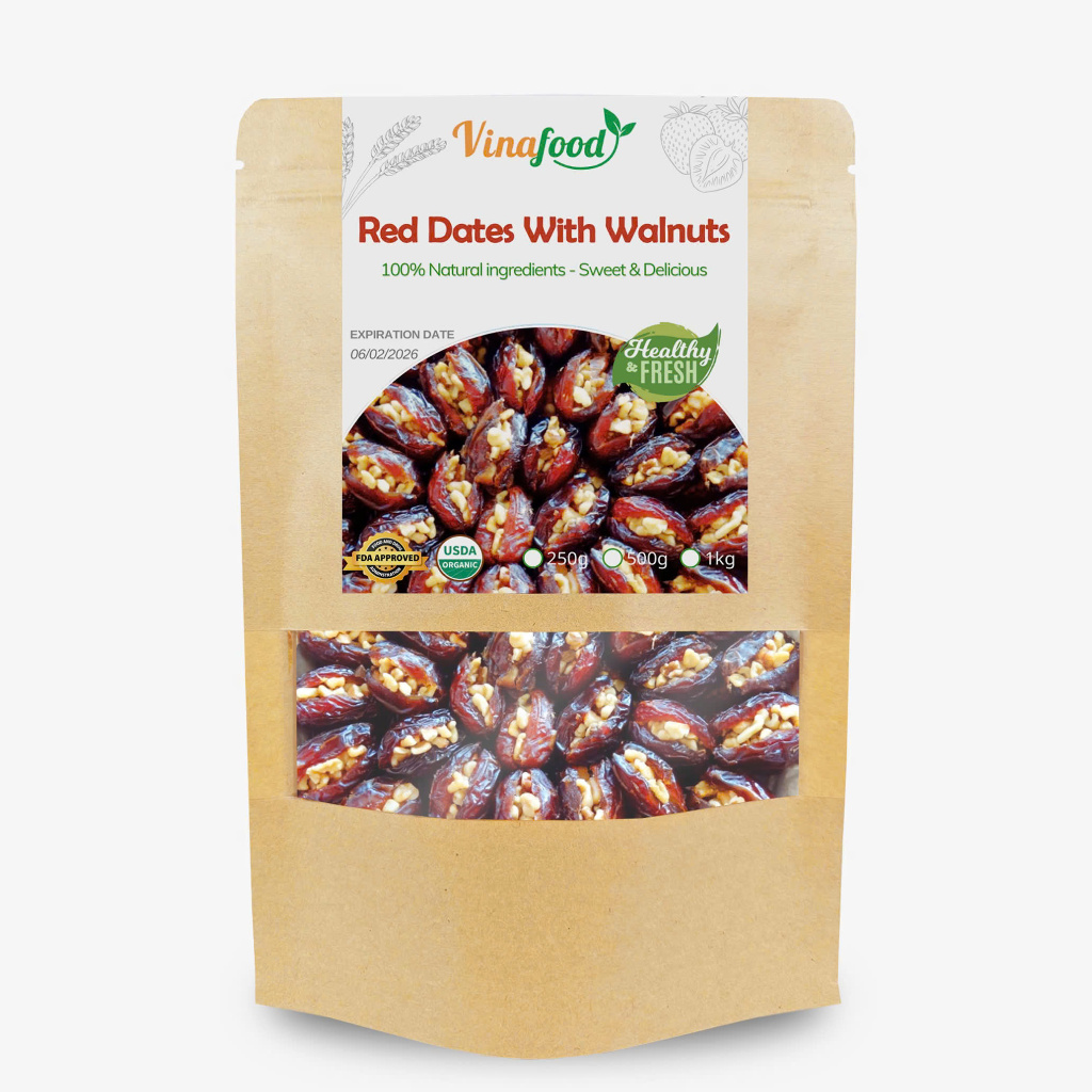 Red dates with walnut VINAFOOD RED DATES WITH WALNUTS 100g/250g/500g ...