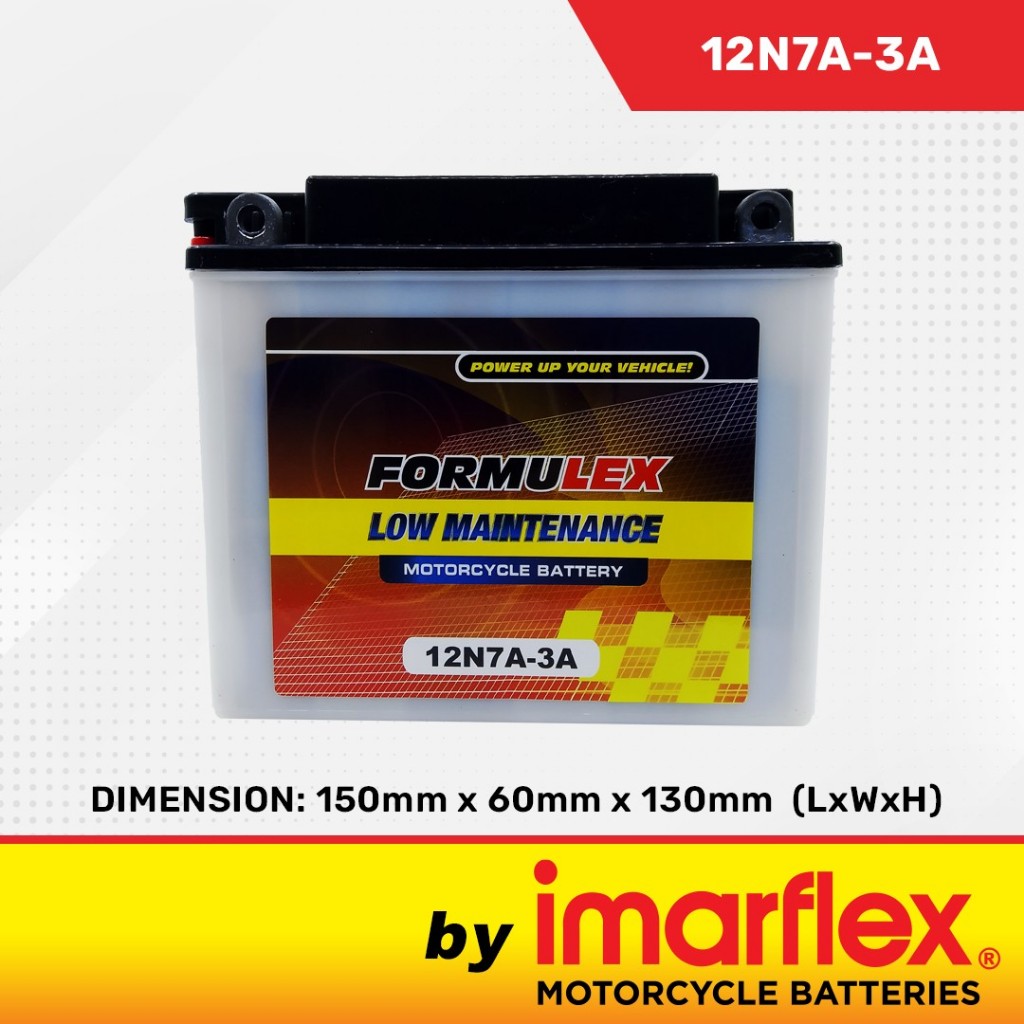 FORMULEX MOTORCYCLE BATTERY BY IMARFLEX FOR HONDA CB 125 -12N7A-3A ...