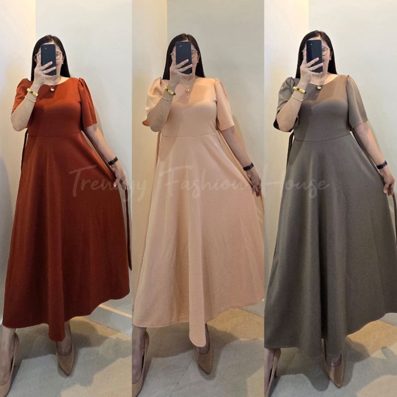Fyang Plain Neoprene Puff Sleeve Formal Maxi Dress BY:TRENDYY FASHION ...