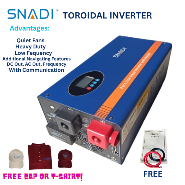 SNADI Solar Pure Sine Wave Toroidal Inverter 48V 4kW Adjustable LVD/HVR ...