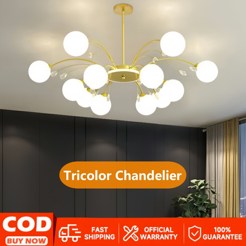 Living Room Nordic Chandelier Pendant Lamp Tri Color Ceiling Lights ...