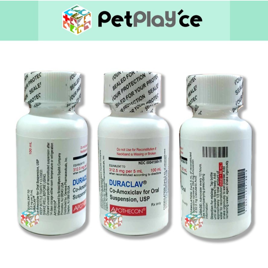 Duraclav Co - Amoxiclav for Oral Suspension USP for Pets 100ml Meds Eme ...