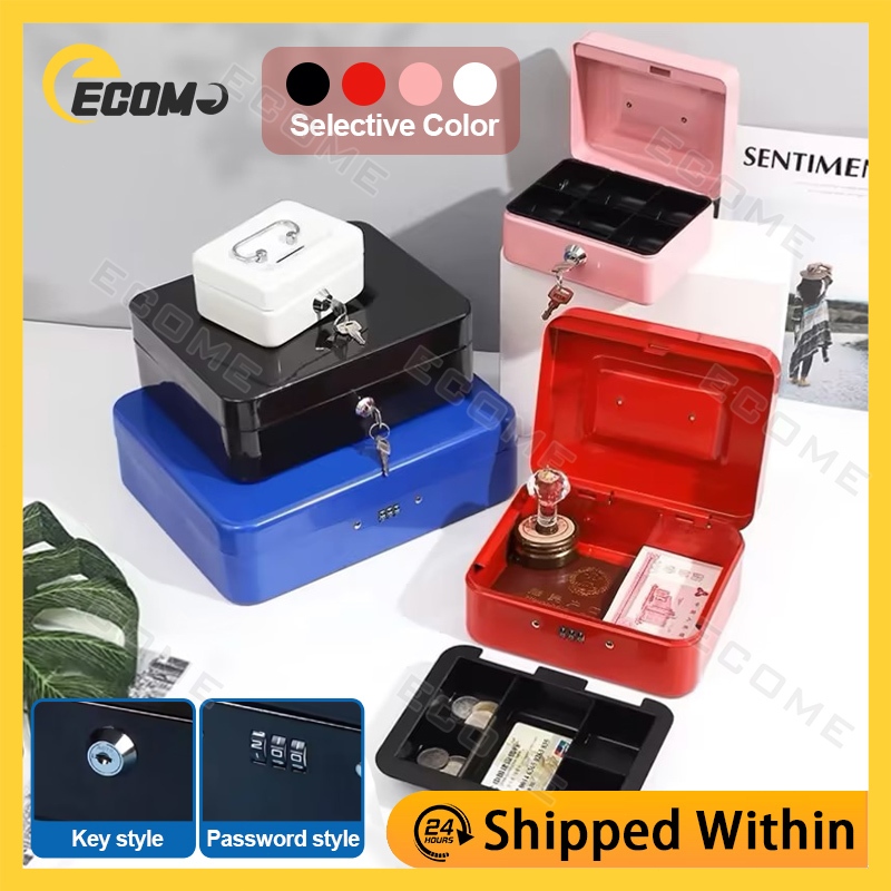 【On Hand】Double Lock Cash Box Digital Security Safe Box Solid Steel 5 ...